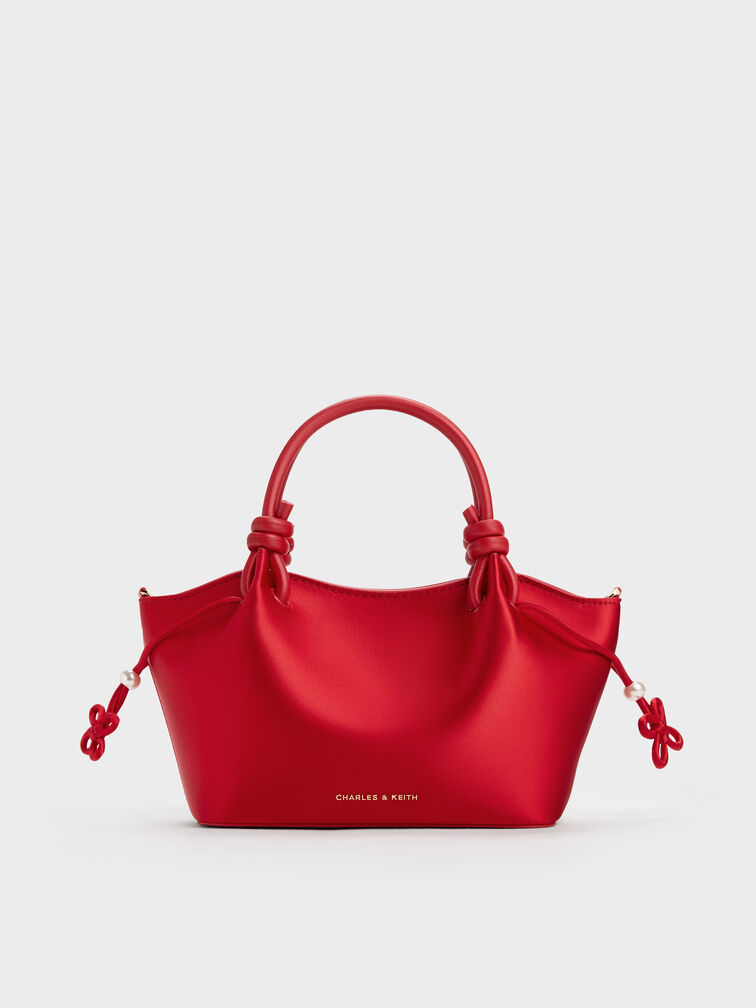 Red Sammie Pearl-Butterfly Knotted-Handle Tote Bag - Red - Bags ...