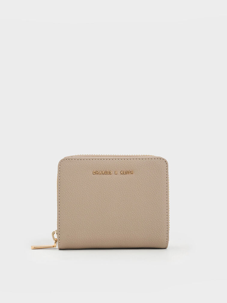 Taupe Zip-Around Small Wallet - CHARLES & KEITH ID