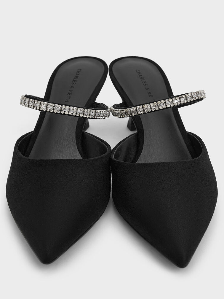 Blktxt Sepatu Mules Textured Gem-Embellished Ambrosia - CHARLES & KEITH ID