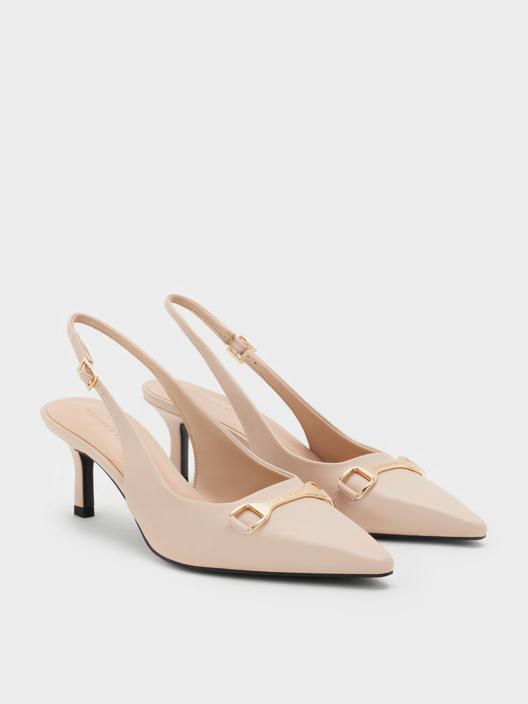 Nude Sepatu Slingback Pumps Metallic-Accent - CHARLES & KEITH ID
