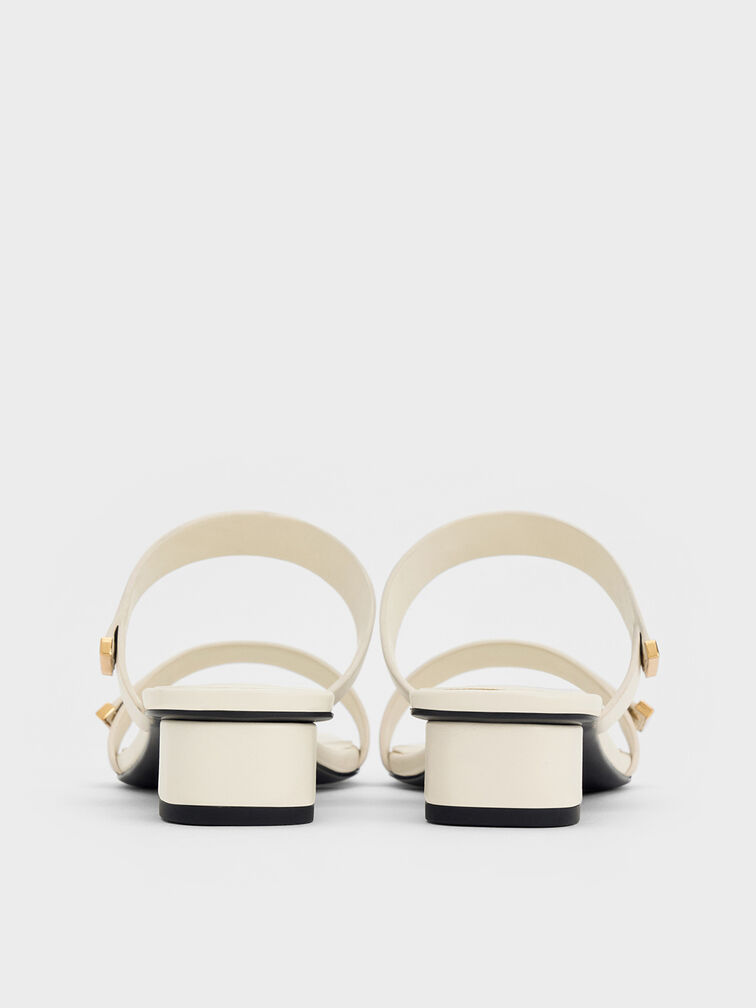 Chalk Metallic-Accent Double-Strap Heeled Sandals - CHARLES & KEITH ID