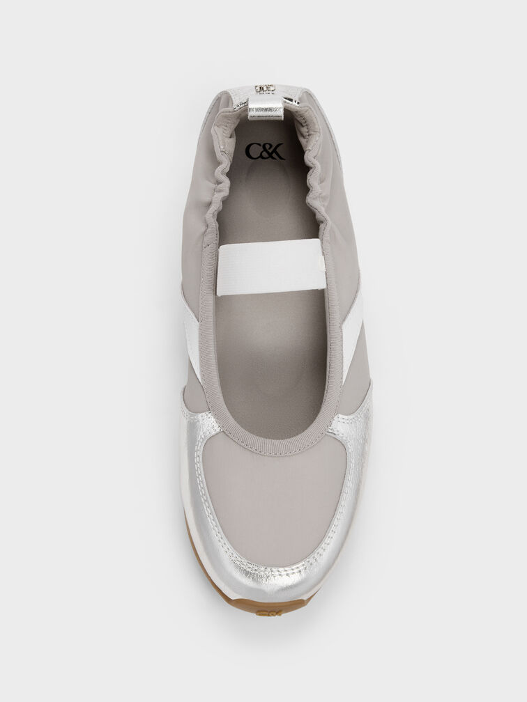 Silver Sneakers Mary Jane Jace Metallic Leather - Silver - CHARLES ...