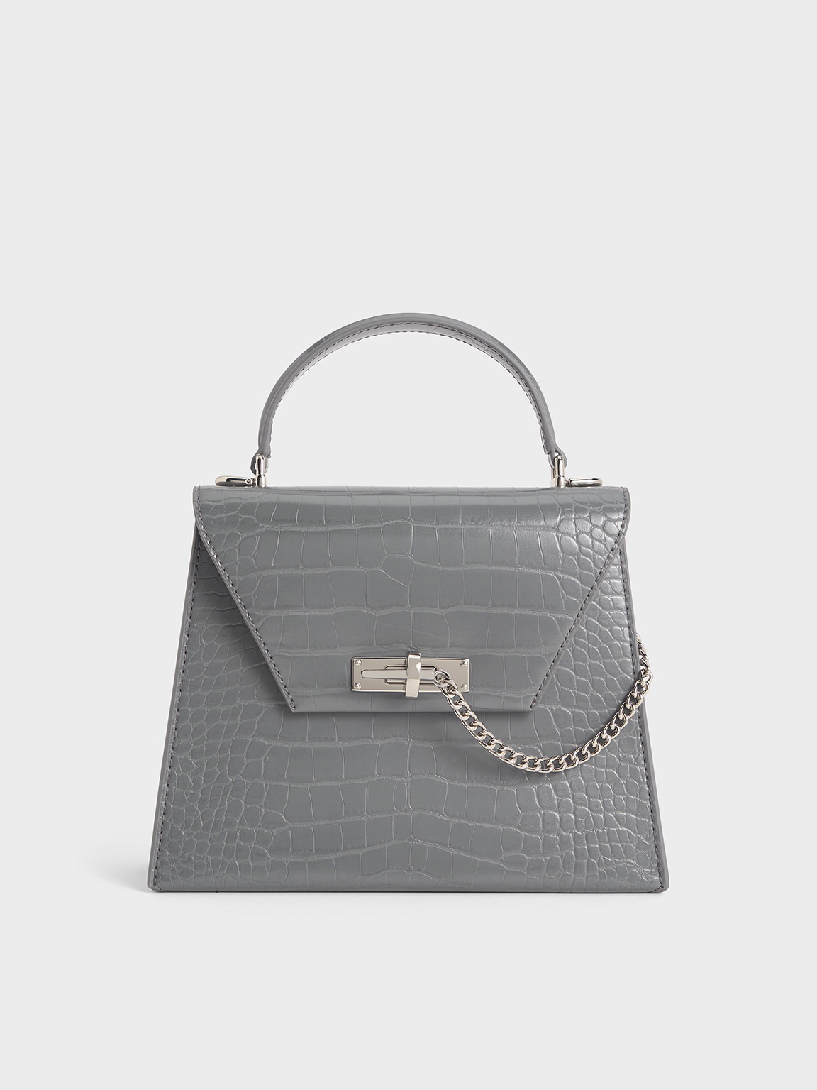 Grey Tas Top Handle Envelope Samantha Croc-Effect - Grey - Tas ...