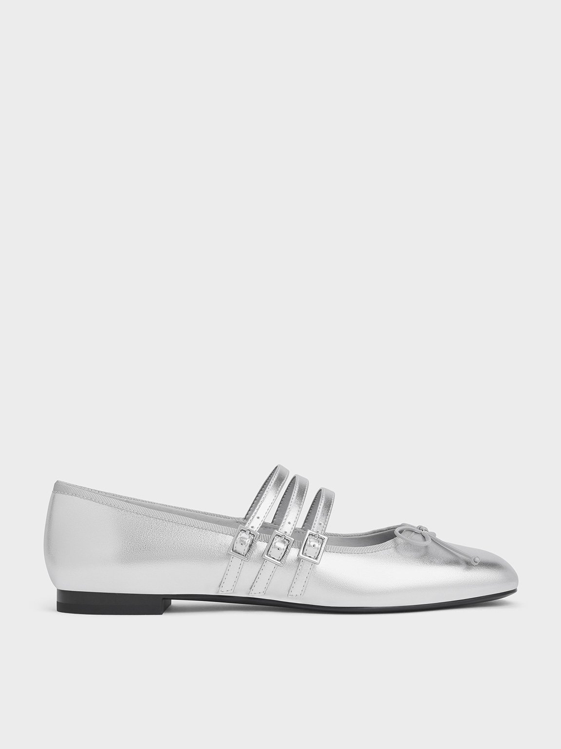 Silver Sepatu Mary Janes Triple-Strap Metallic - Silver - Sepatu ...
