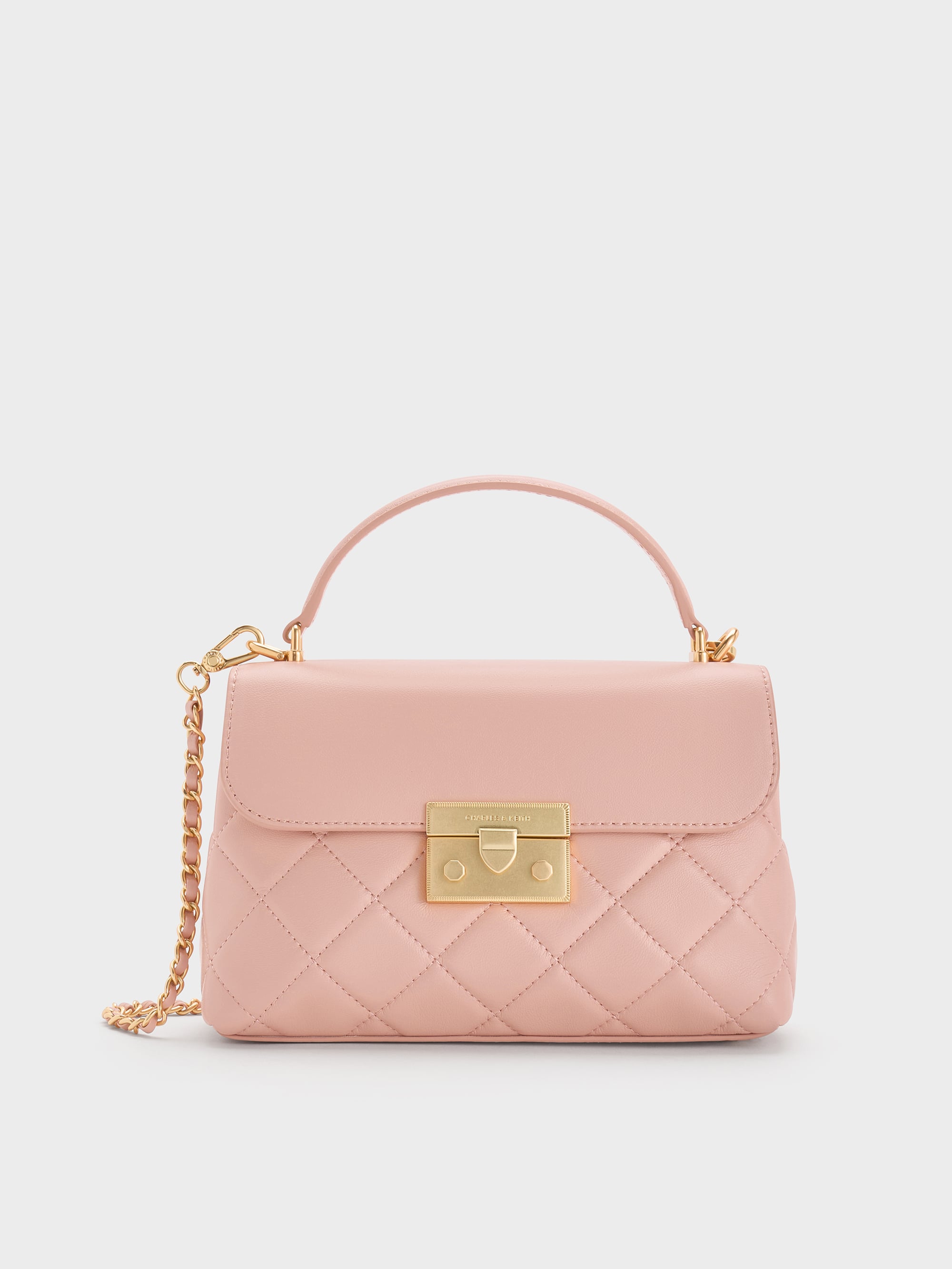 Alva Quilted Top Handle Bag - Light Pink - CHARLES & KEITH ID