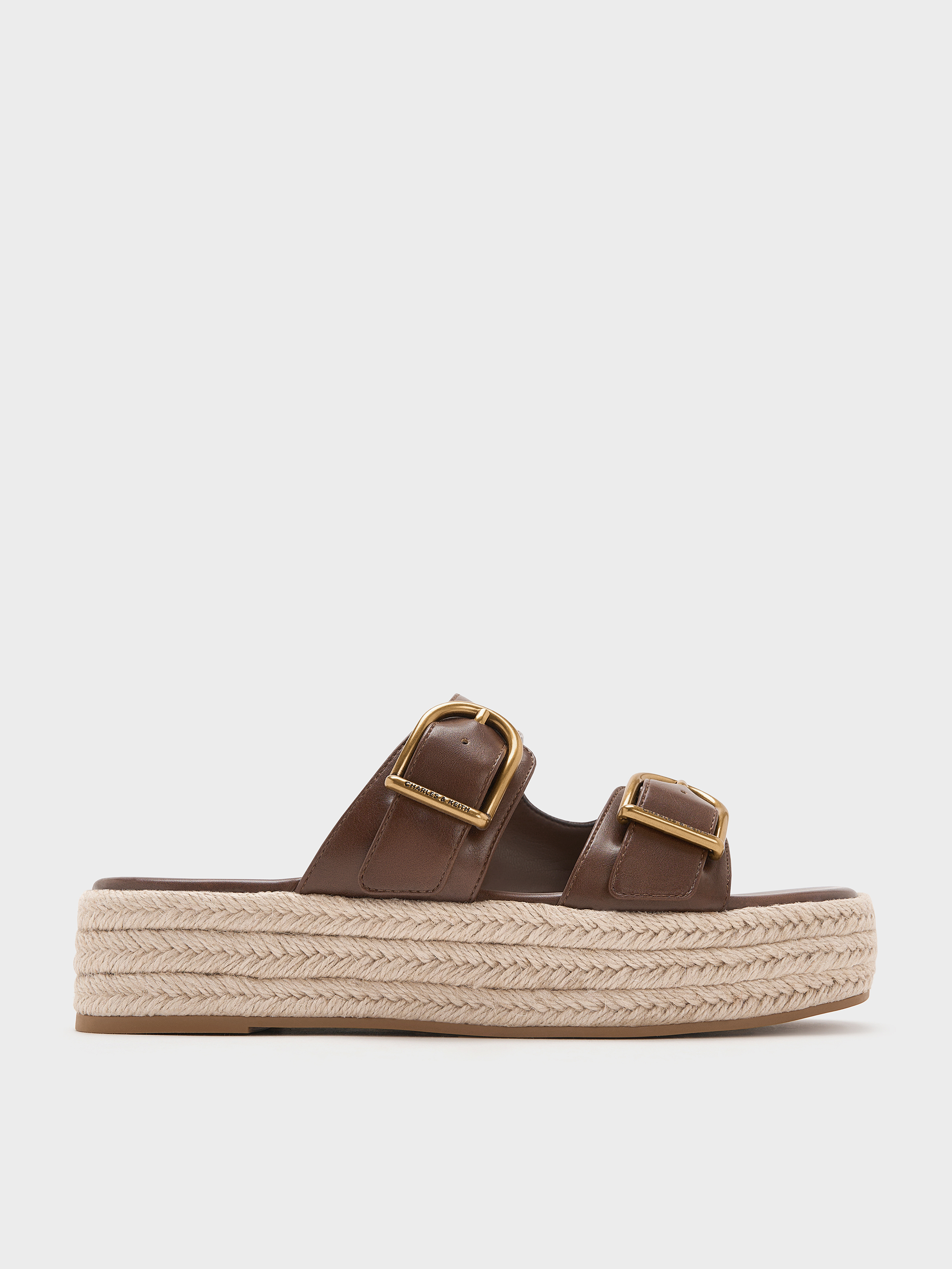 Sandal Flatform Espadrille Double-Strap - Brown - CHARLES & KEITH ID
