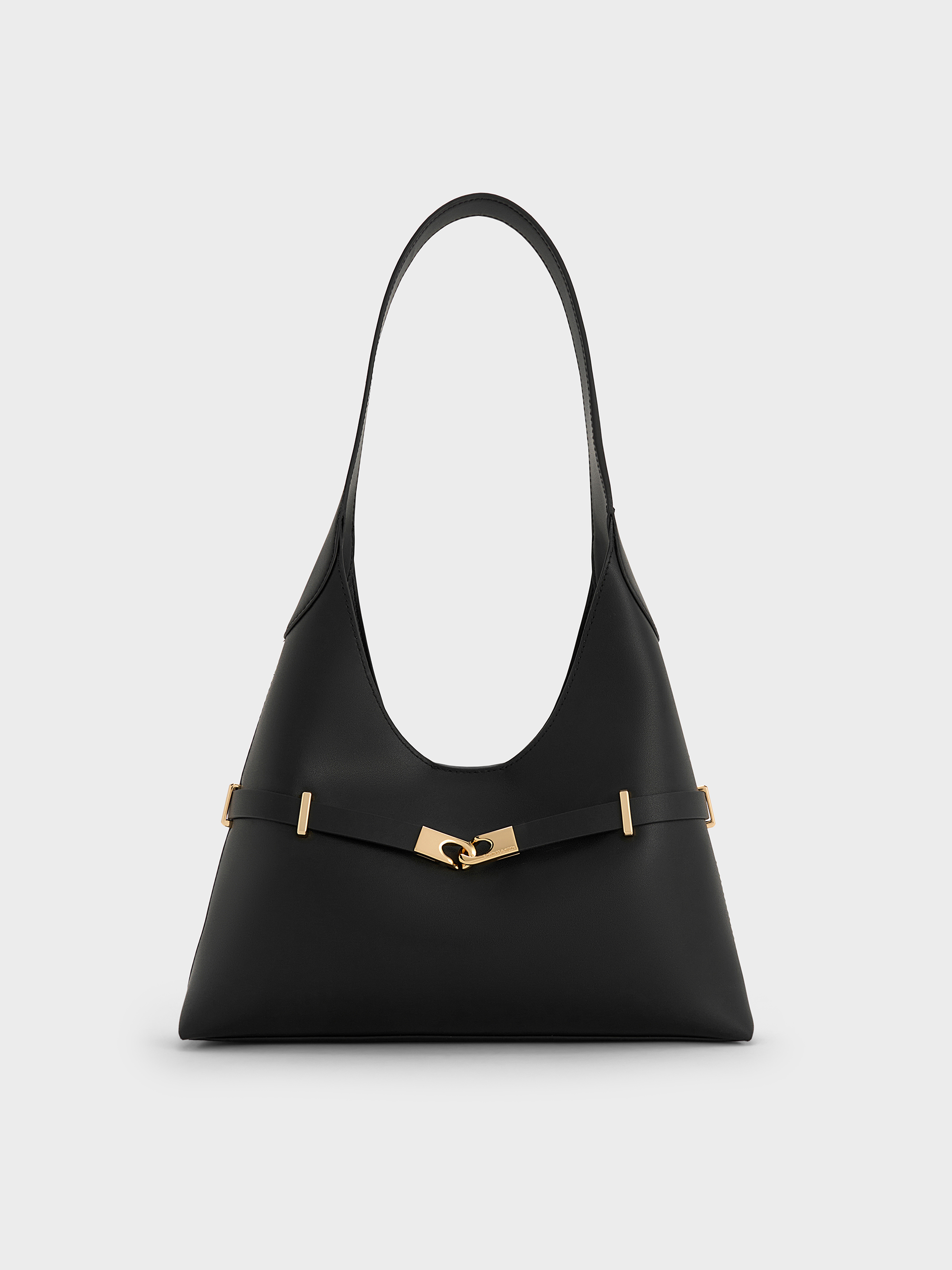 Tas Hobo Belted Metallic-Accent Arlet - Black - CHARLES & KEITH ID