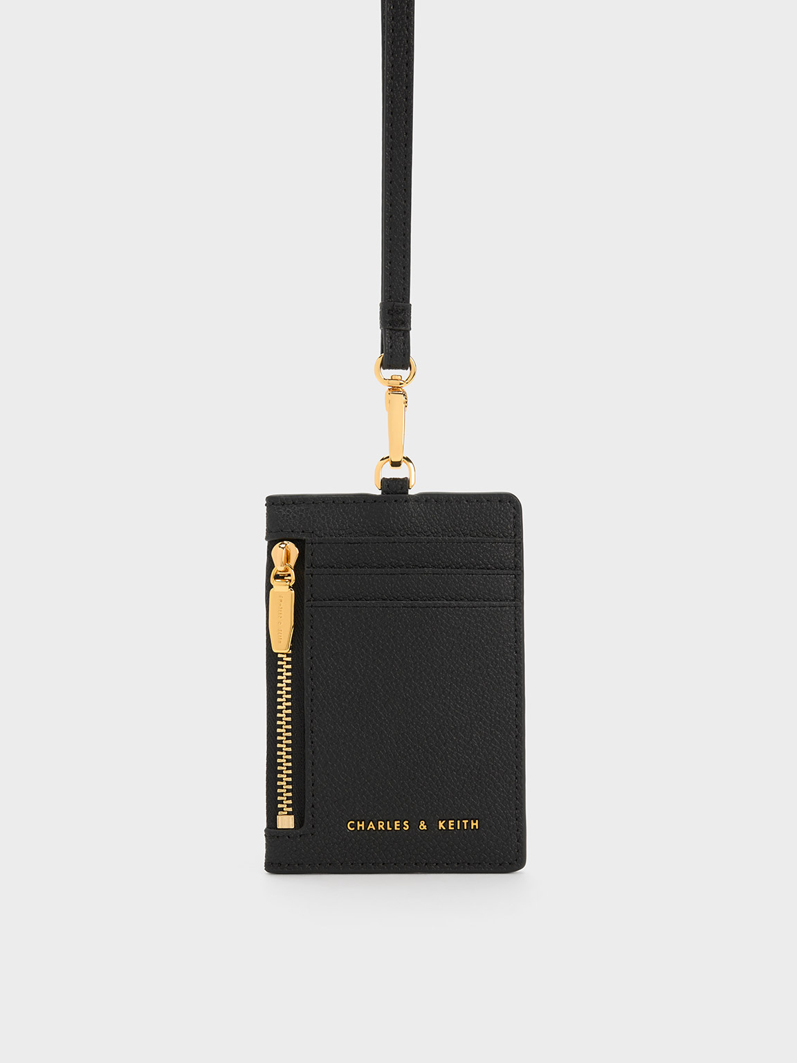 Black Side Zip Card Holder - CHARLES & KEITH ID