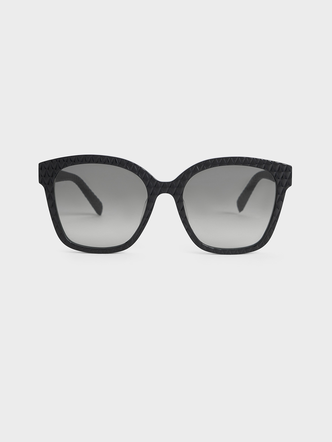 Kacamata Quilted Recycled Acetate & Leather - Black - CHARLES & KEITH ID