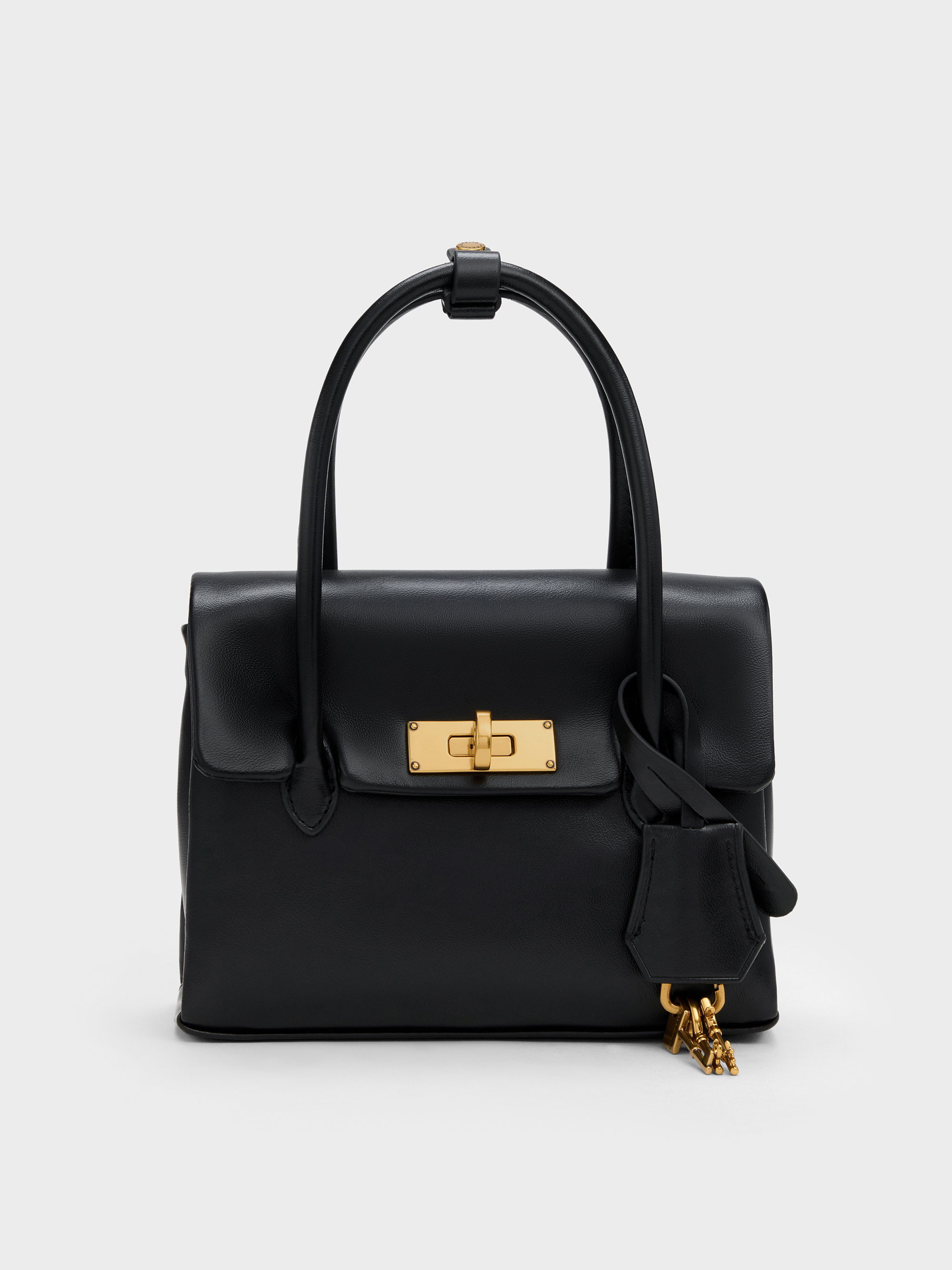 Mini Kerry Turn-Lock Tote Bag - Black - CHARLES & KEITH ID