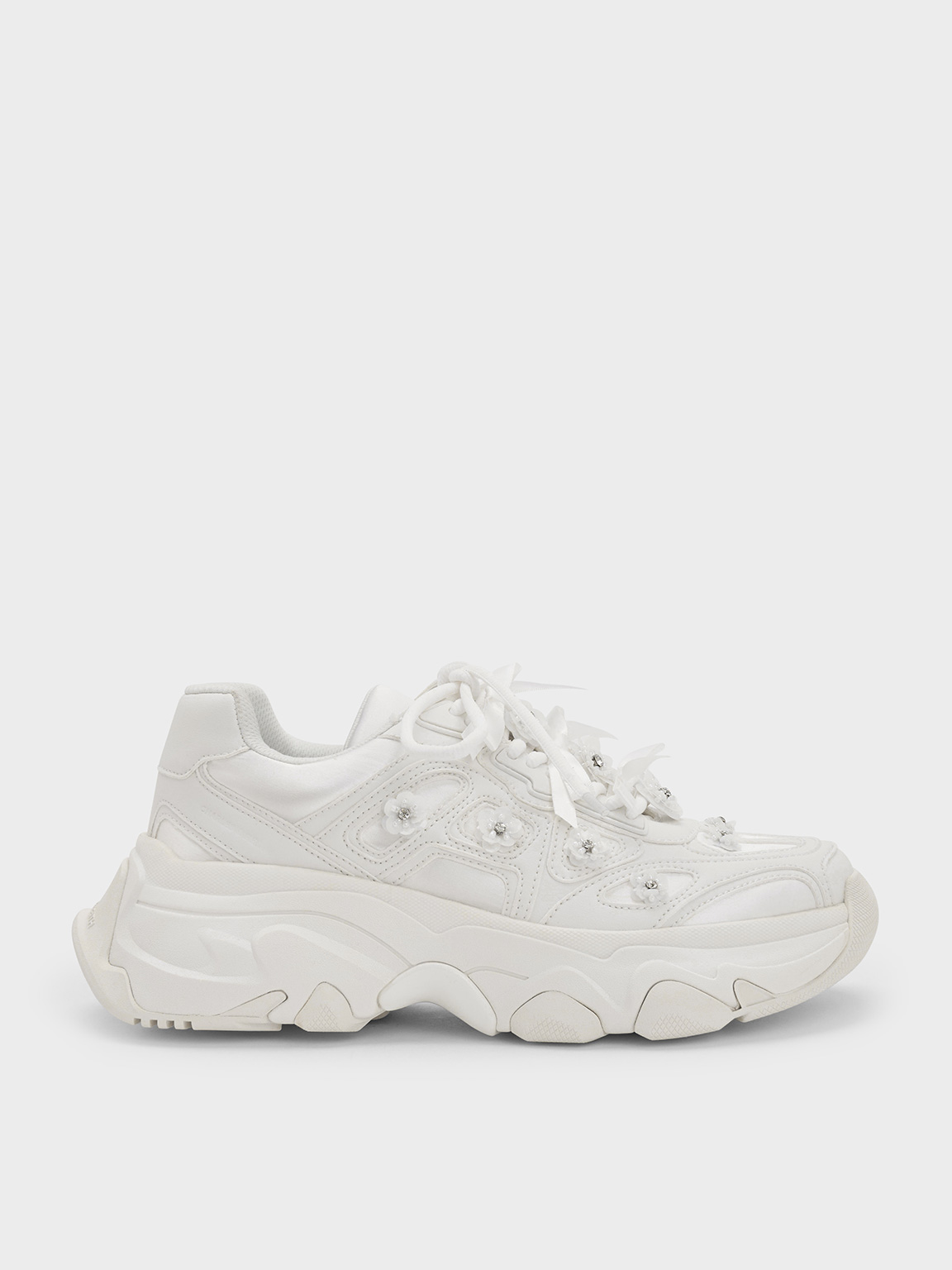 White Sneakers Chunky Flower-Embellished Gaskell - CHARLES & KEITH ID