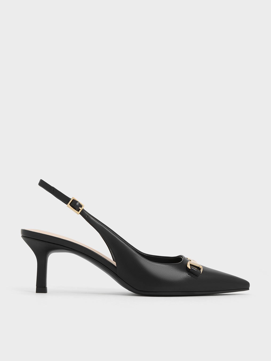 Black Sepatu Slingback Pumps Metallic-Accent - CHARLES & KEITH ID