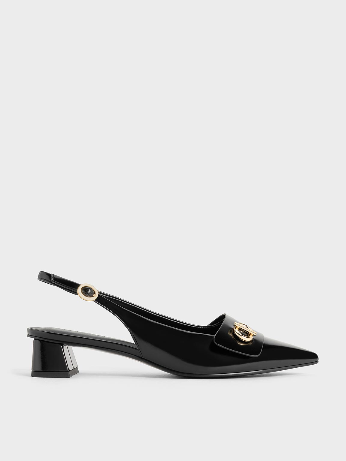 Sepatu Slingback Pumps Pointed-Toe Metallic-Accent - Black Box ...