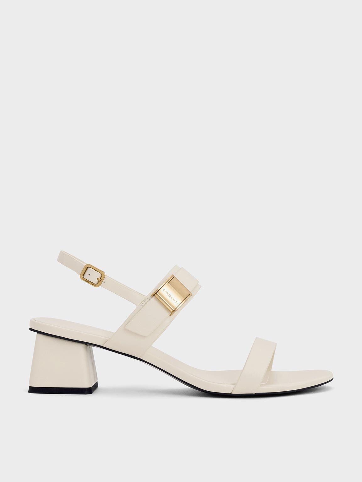 Chalk Sandal Heeled Double-Strap Yvette - CHARLES & KEITH ID