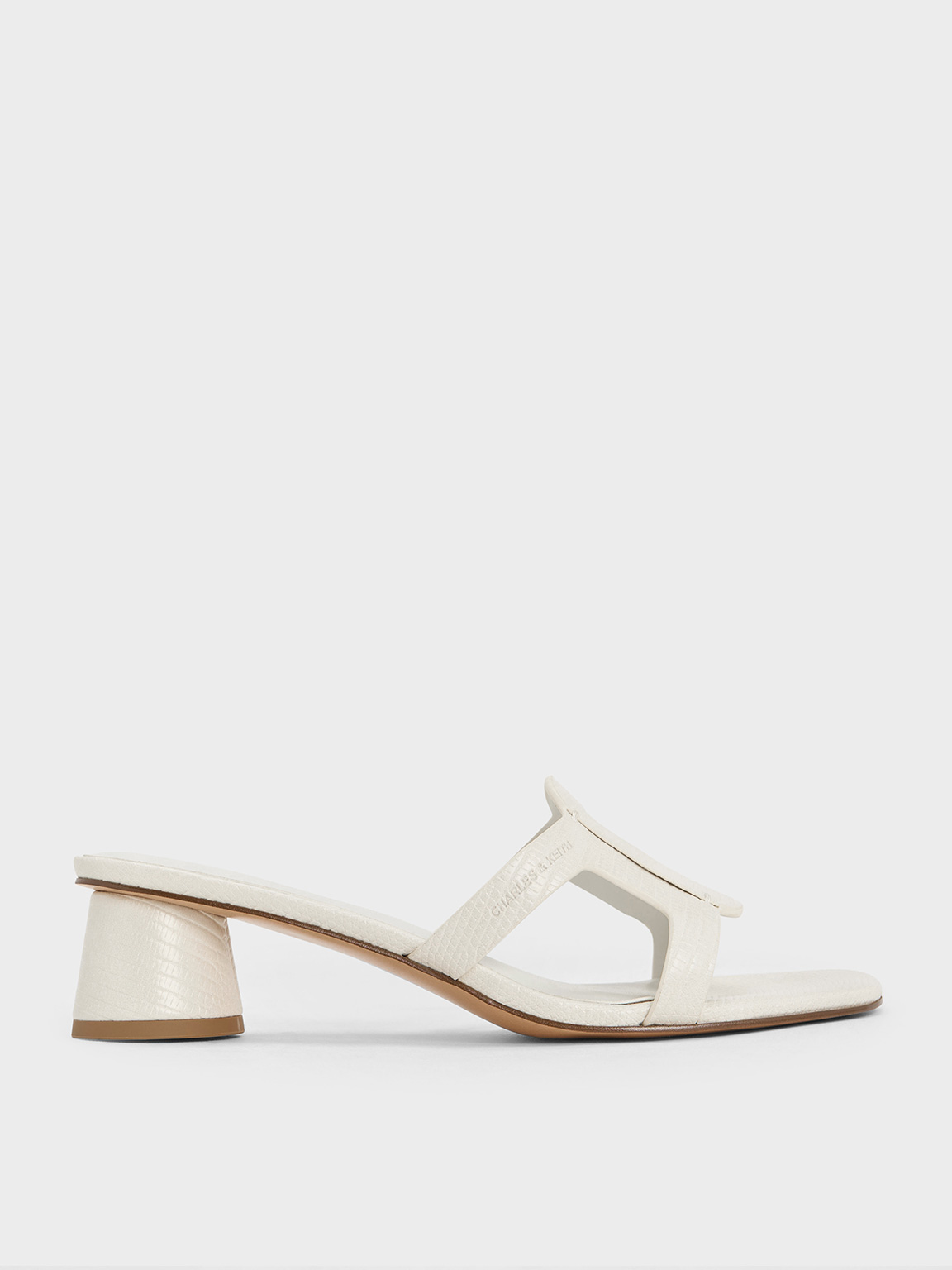 Ap.Wht Sandal Croc-Effect Cut-Out Heeled Easley - CHARLES & KEITH ID