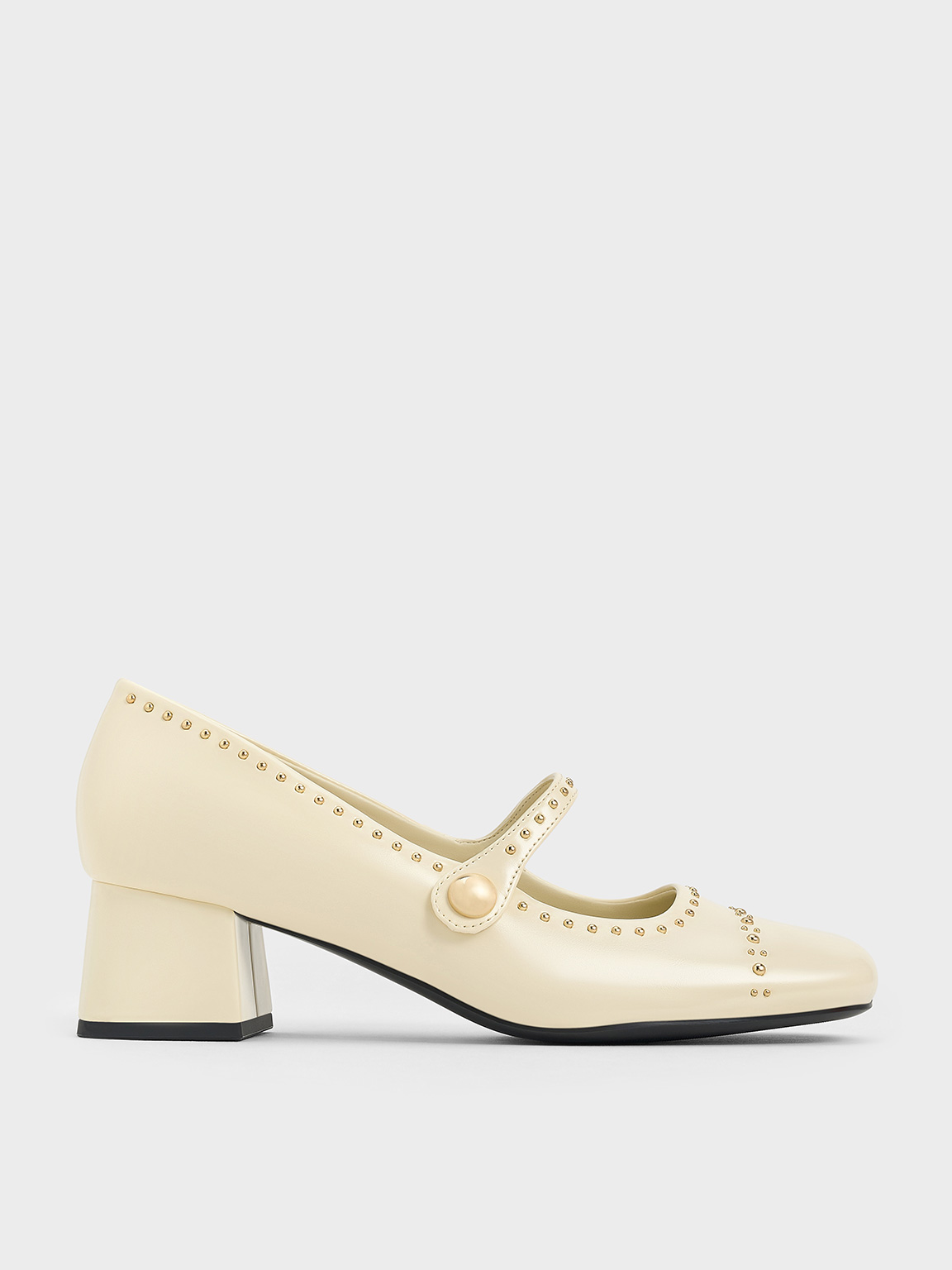 Chalk Sepatu Pumps Mary Jane Studded - CHARLES & KEITH ID